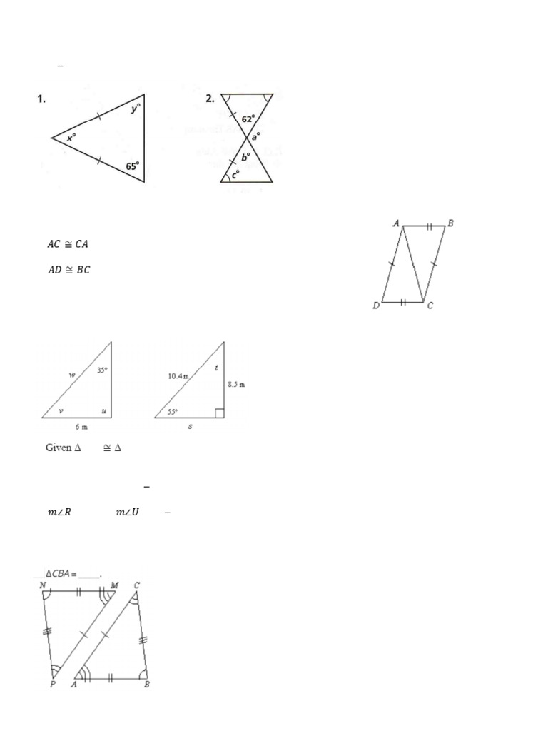 Triangle Congruence Review 1211 | PDF | Triangle | Euclidean Geometry