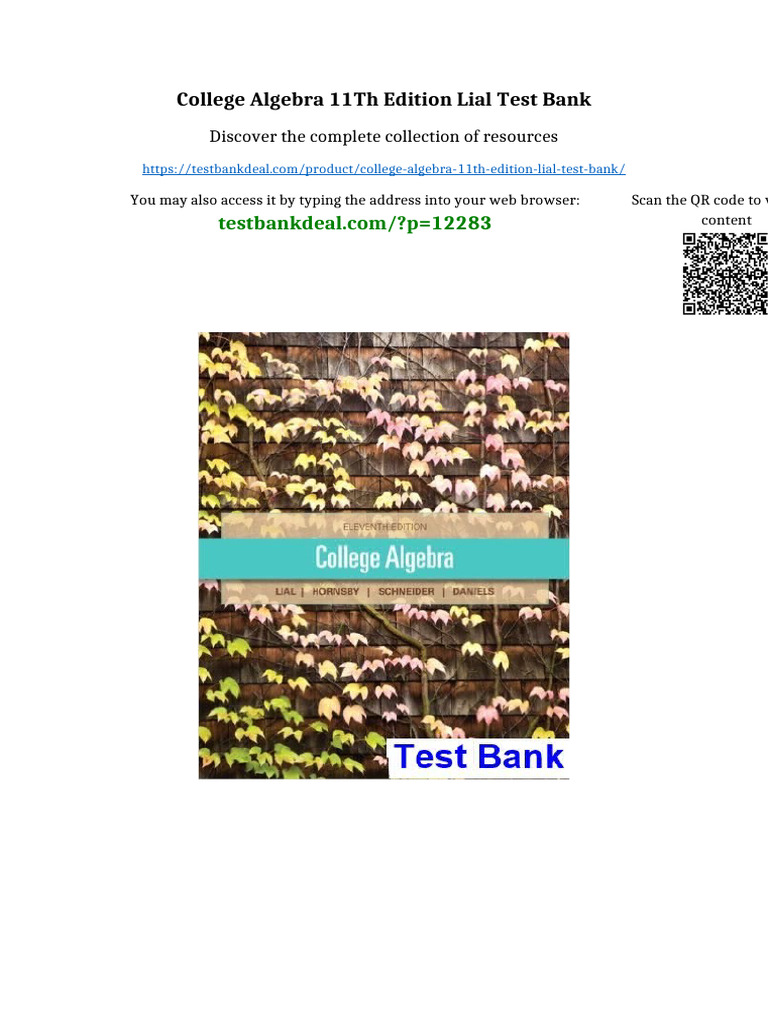 College Algebra 11th Edition Lial Test Bank Ready to Read | PDF ...