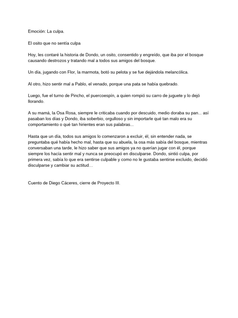 El Osito Que No Sentía Culpa | PDF