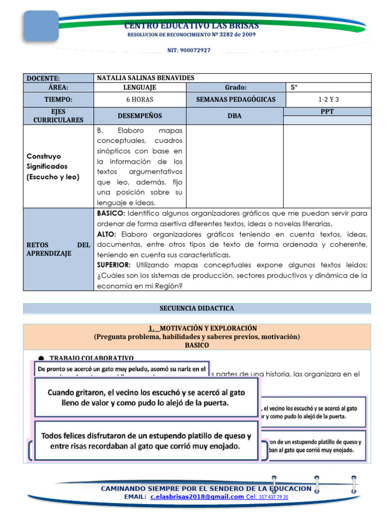 Lenguaje 5° Semana 1,2,3 - 1°p | PDF