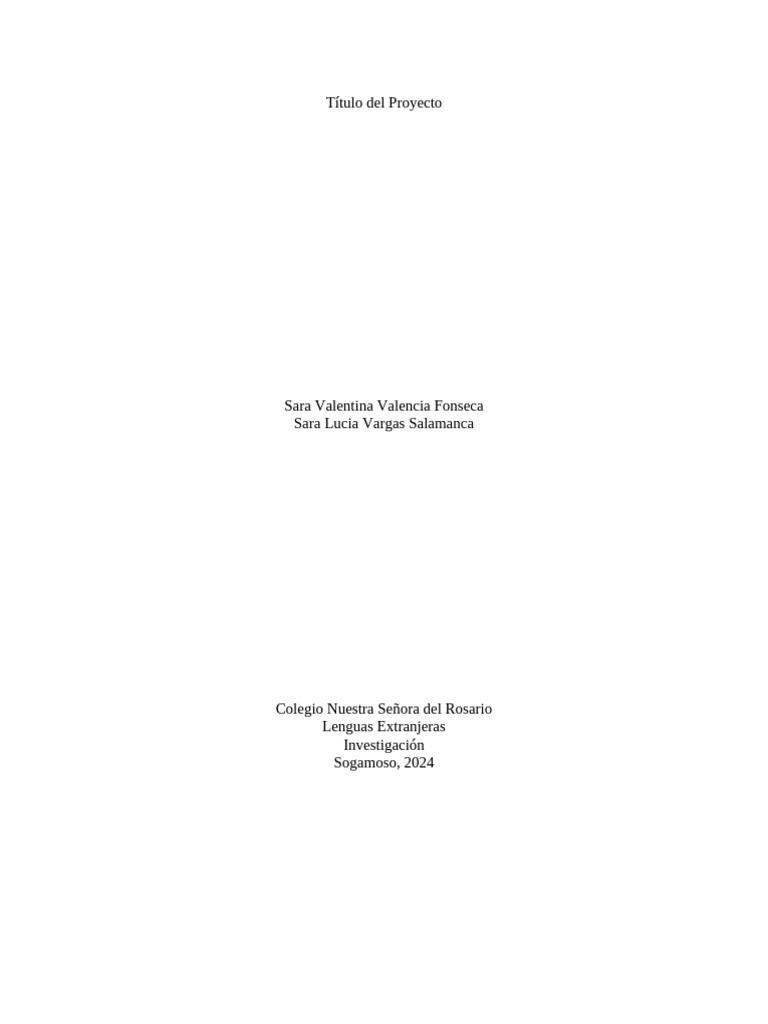 Sara Valencia y Sara Vargas 10b Proyecto de Investigacion (1) | PDF ...