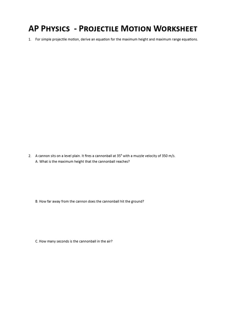 1+ +day+10+ +Projectile+Motion+Worksheet | PDF