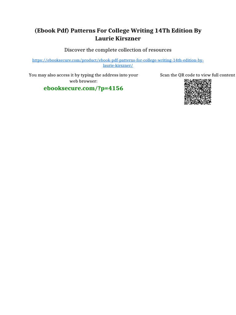 (eBook PDF) Patterns for College Writing 14th Edition by Laurie ...
