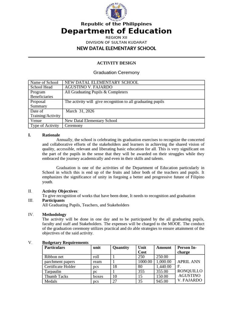 Graduation Activity Design | PDF