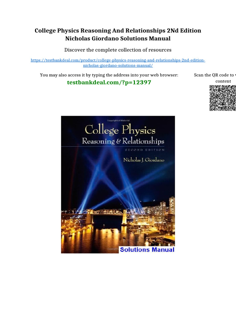 College Physics Reasoning and Relationships 2nd Edition Nicholas ...