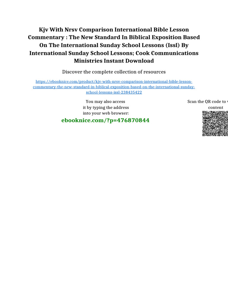 KJV with NRSV comparison international bible lesson commentary : the ...