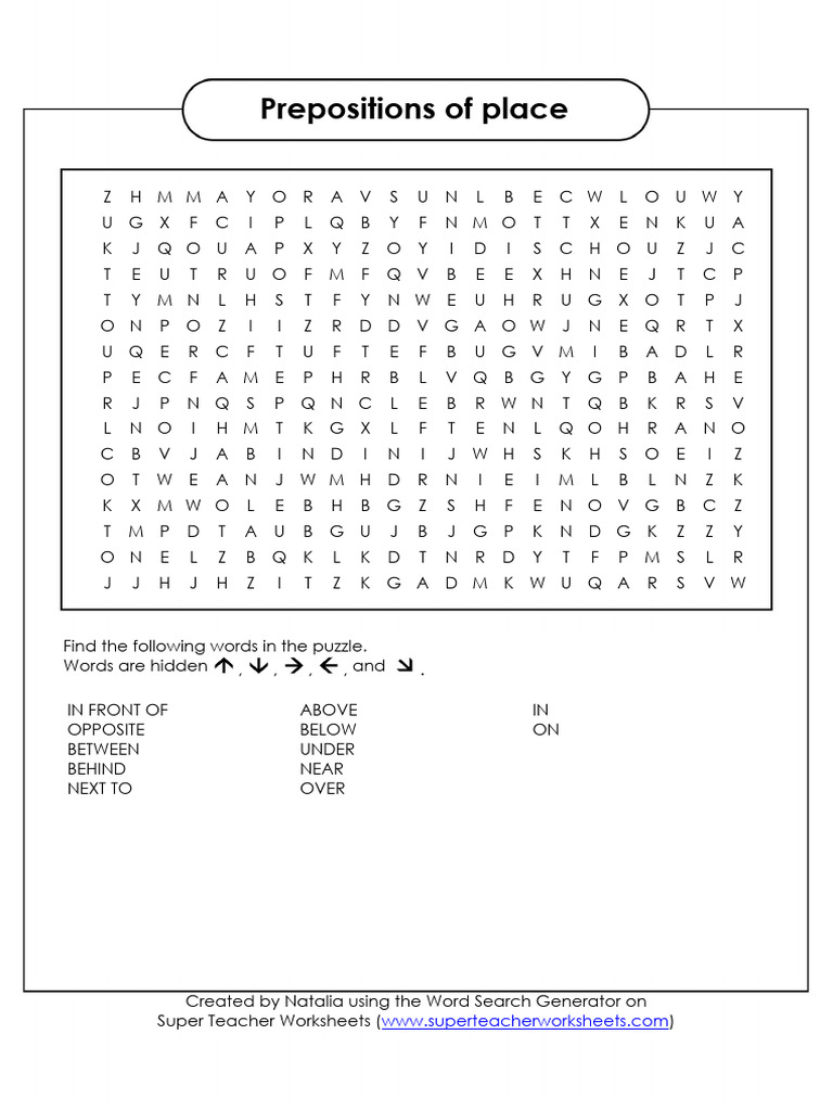 Super Teacher Worksheets Prepositions of Place | PDF | Word Search ...
