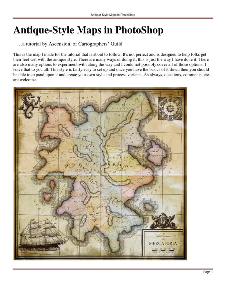 Antique Style Maps in PhotoShop | PDF | Adobe Photoshop | Communication ...