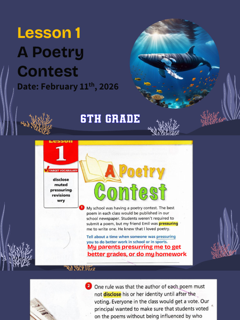 Lesson 1 A Poetry Contest 2026 Book | PDF