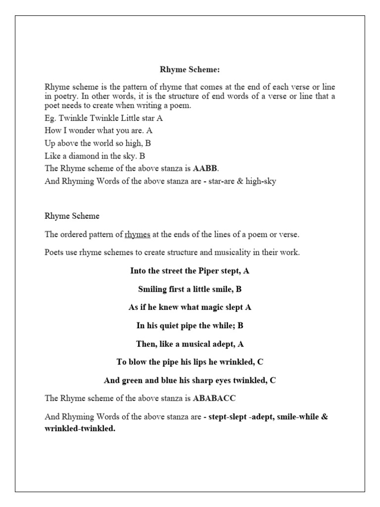 Poem-Rhyme Scheme & Poetic Devices | PDF | Poetry | Rhyme