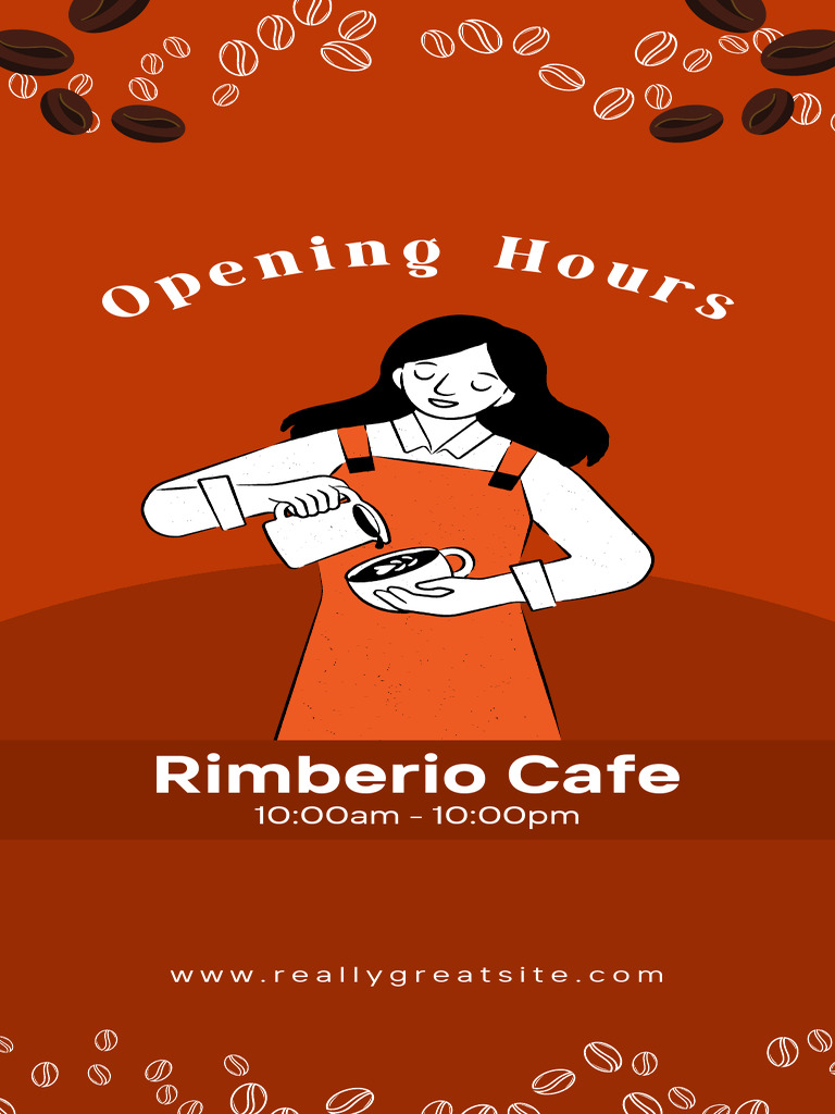 Brown Organic Illustrative Cafe Back To Business Opening Hours Portrait ...