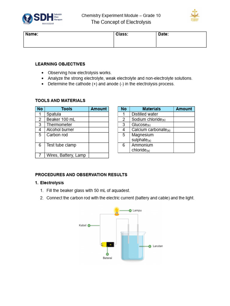 [Chem Module] Concept of Electrolysis_Gr 10 | PDF