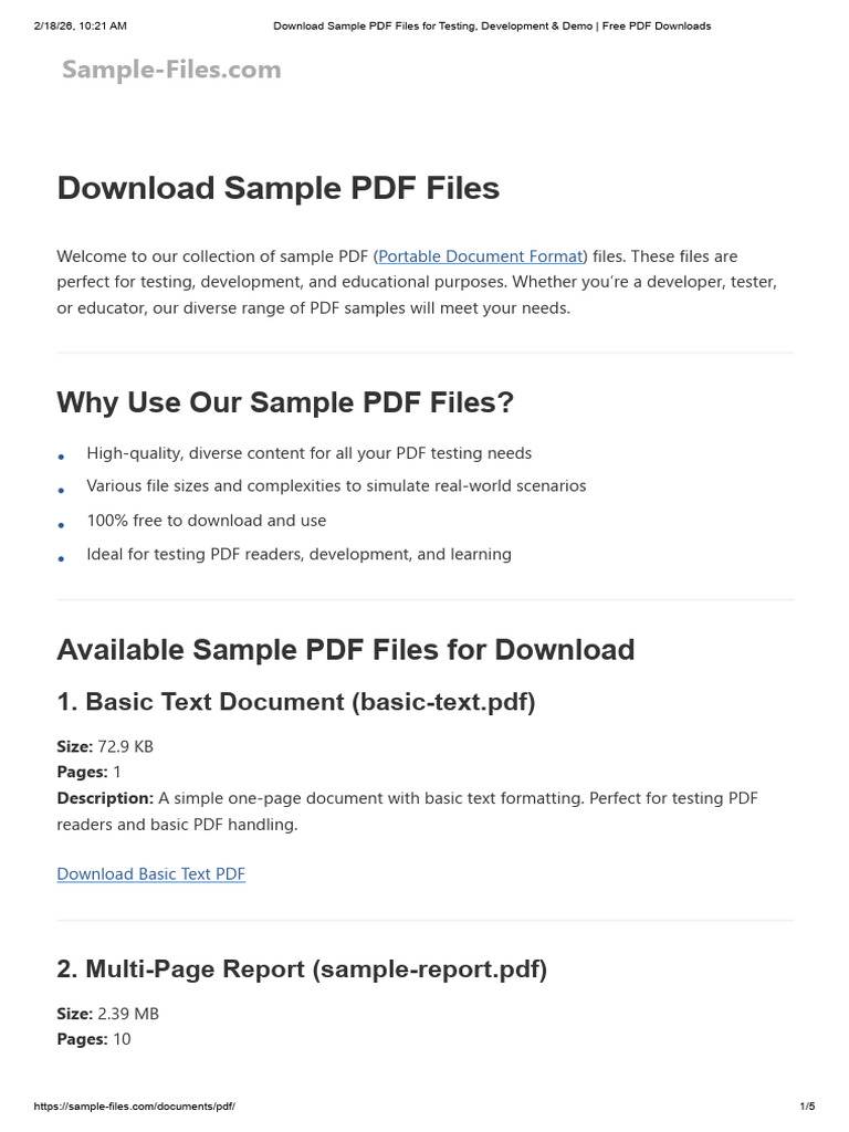Sample PDF Files For Testing, Development & Demo - Free PDF Downloads ...