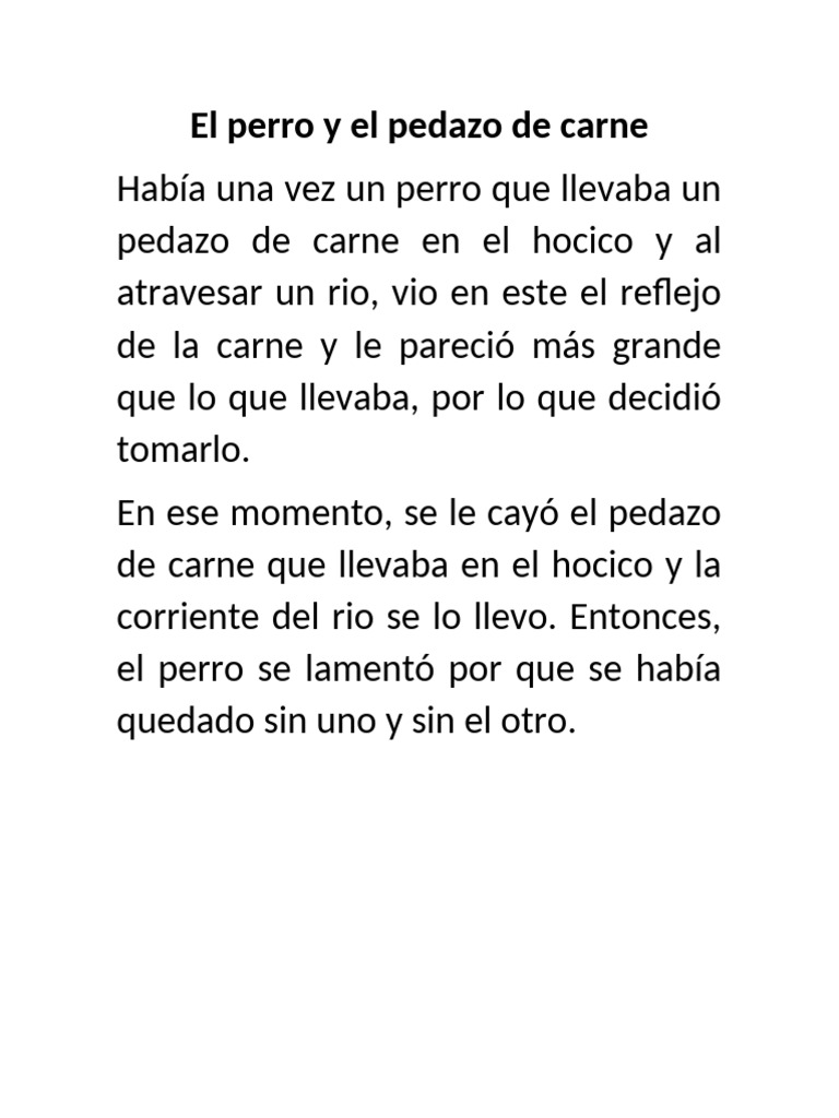 El Perro y El Pedazo de Carne | PDF