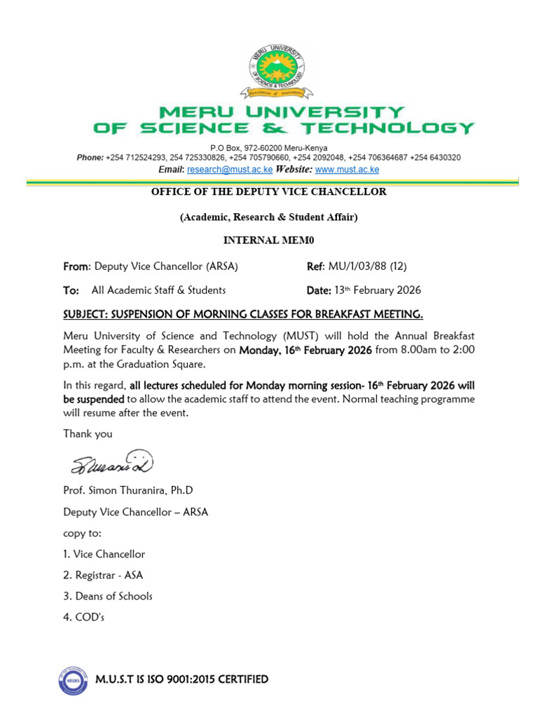 MEMO-Suspension of Classes | PDF