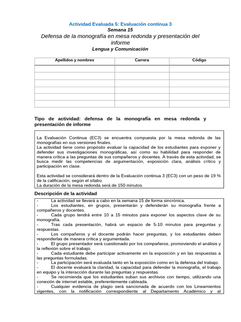 Instrumento+de+Evaluaci%C3%B3n+EC3+ +Lengua+y+Comunicaci%C3%B3n | PDF ...