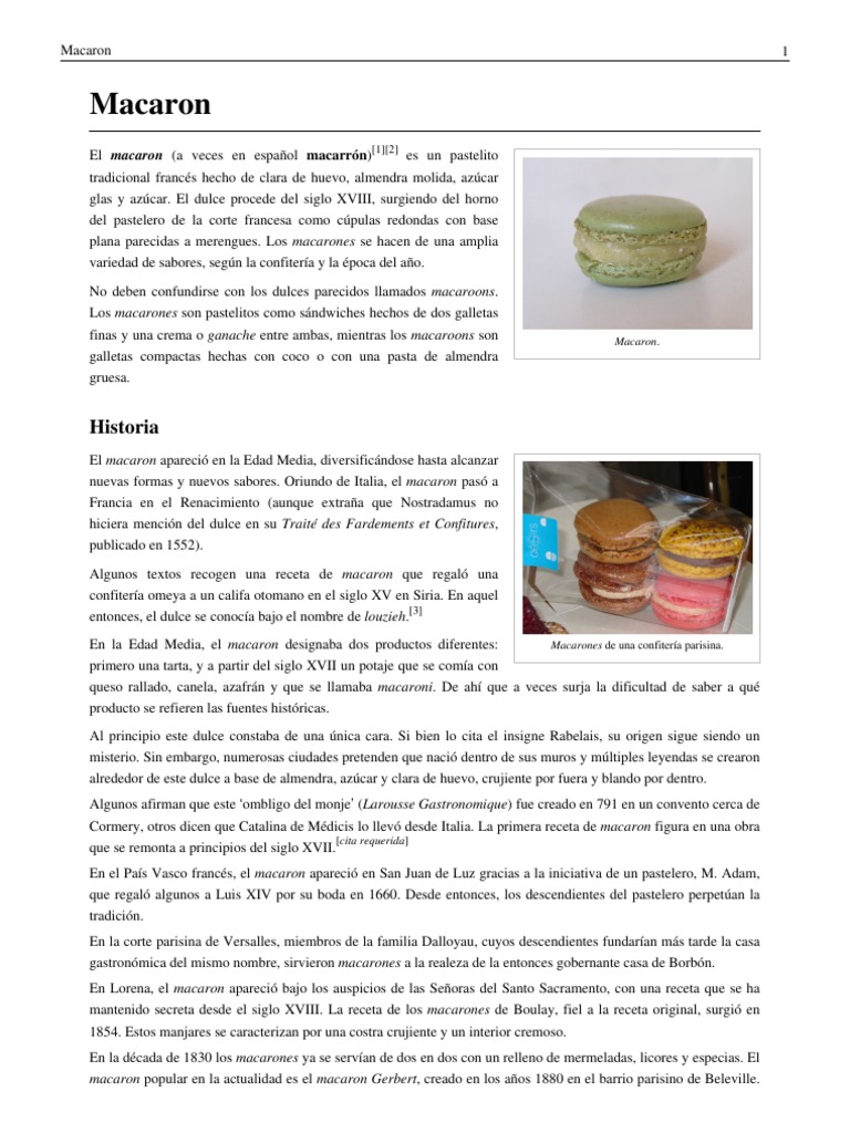 Historia y Variedades del Macaron | PDF | Macarrón | Alimentos