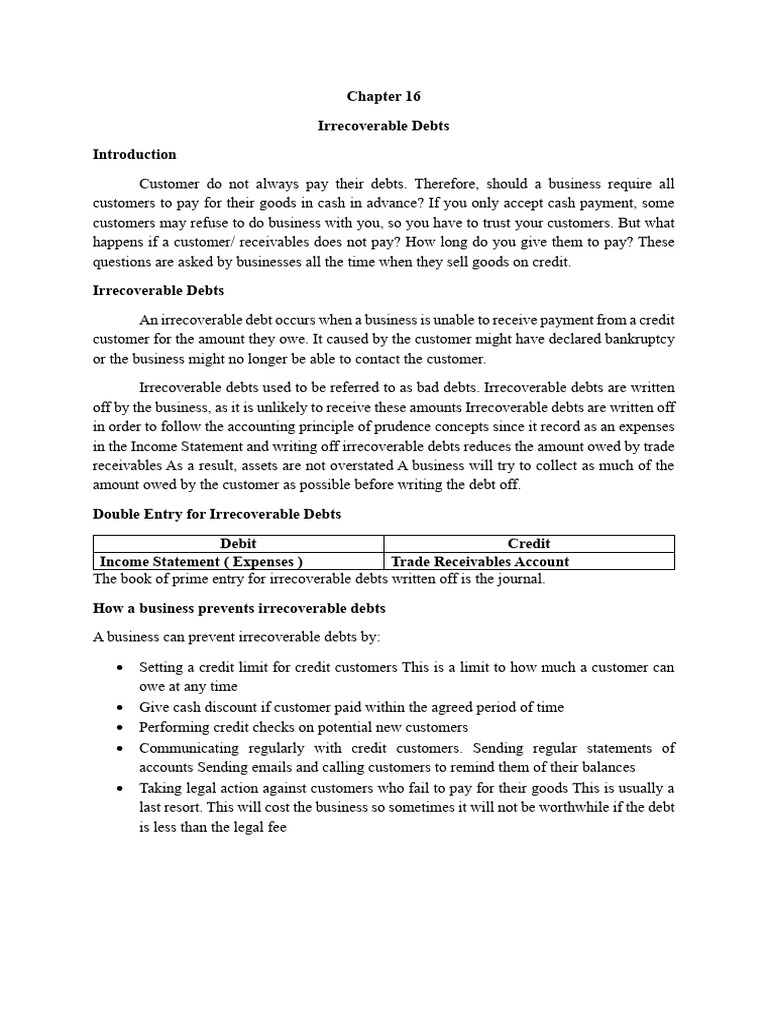 Chapter 16 - Irrecoverable Debts | PDF | Debits And Credits | Credit Card