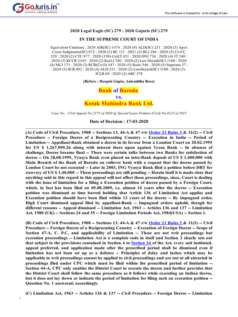 2020 Legal Eagle 279 | PDF | Lawsuit | Judgment (Law)