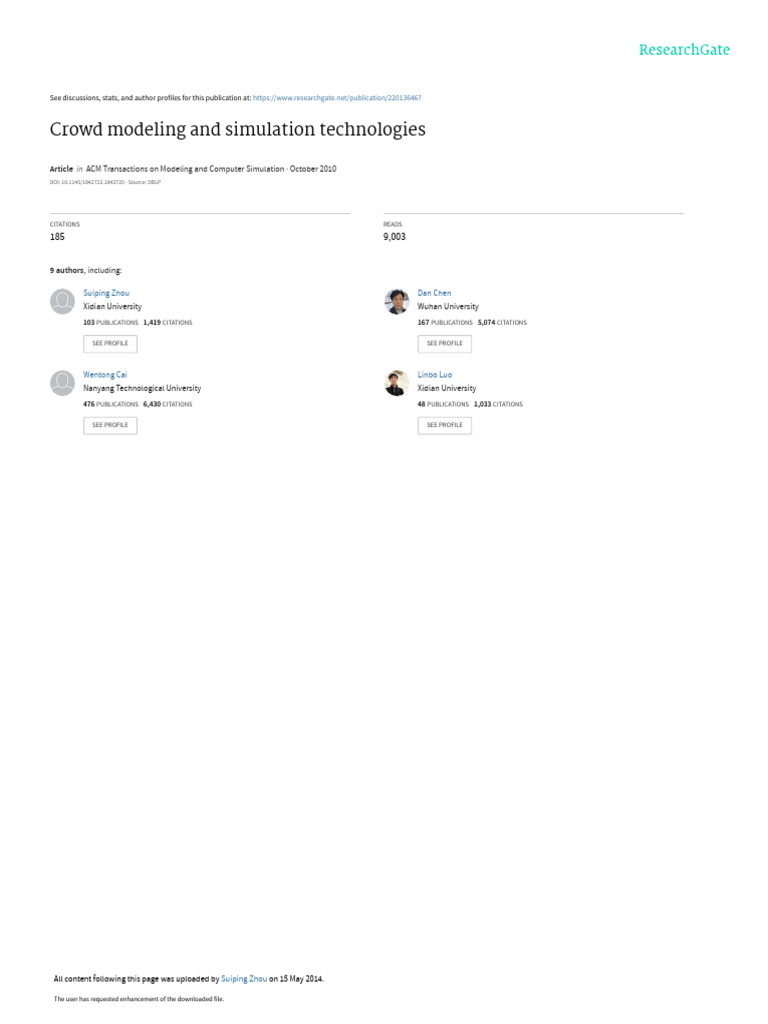 Crowd Modeling and Simulation Technologies | PDF | Agent Based Model ...