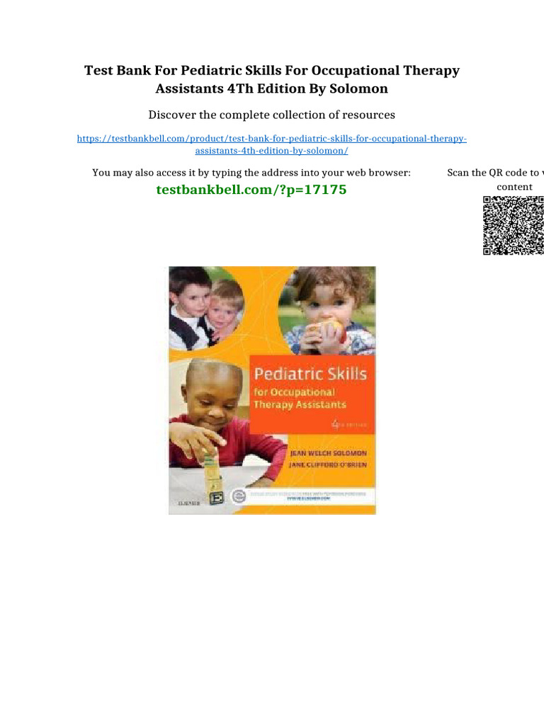 Test Bank for Pediatric Skills for Occupational Therapy Assistants 4th ...