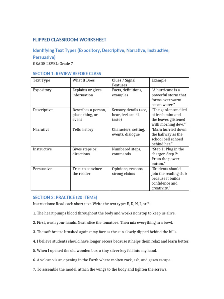 Identifying Text Types Worksheet Updated | PDF | Tropical Cyclones