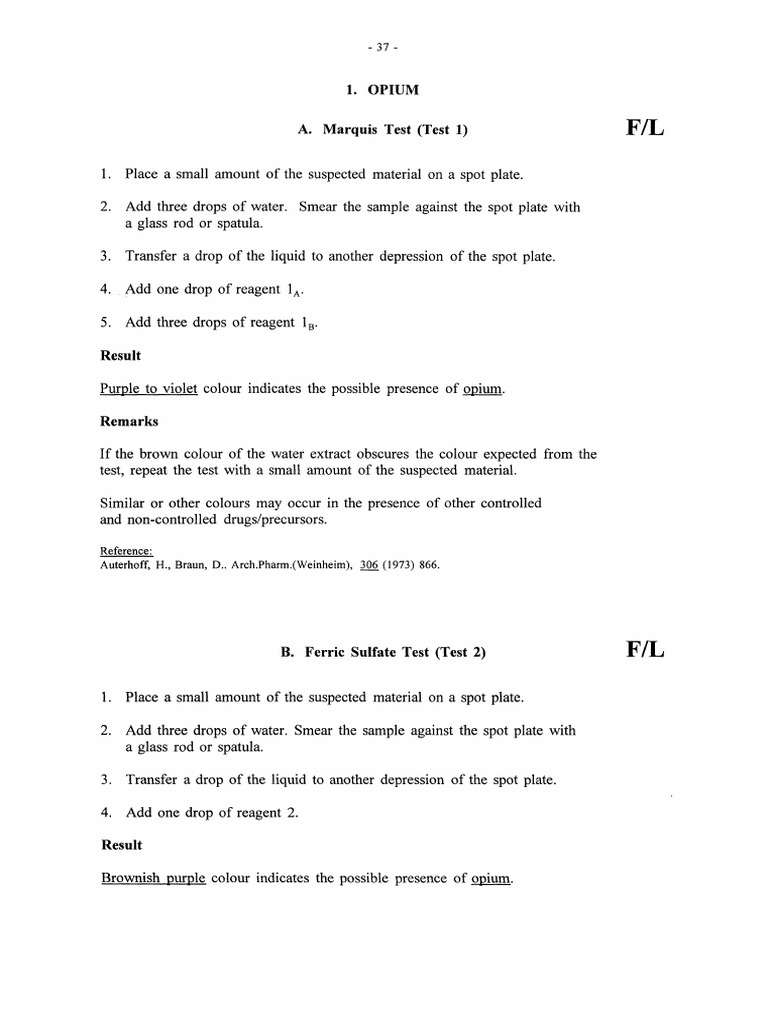Color Tests for Drugs of Abuse with reagents | PDF