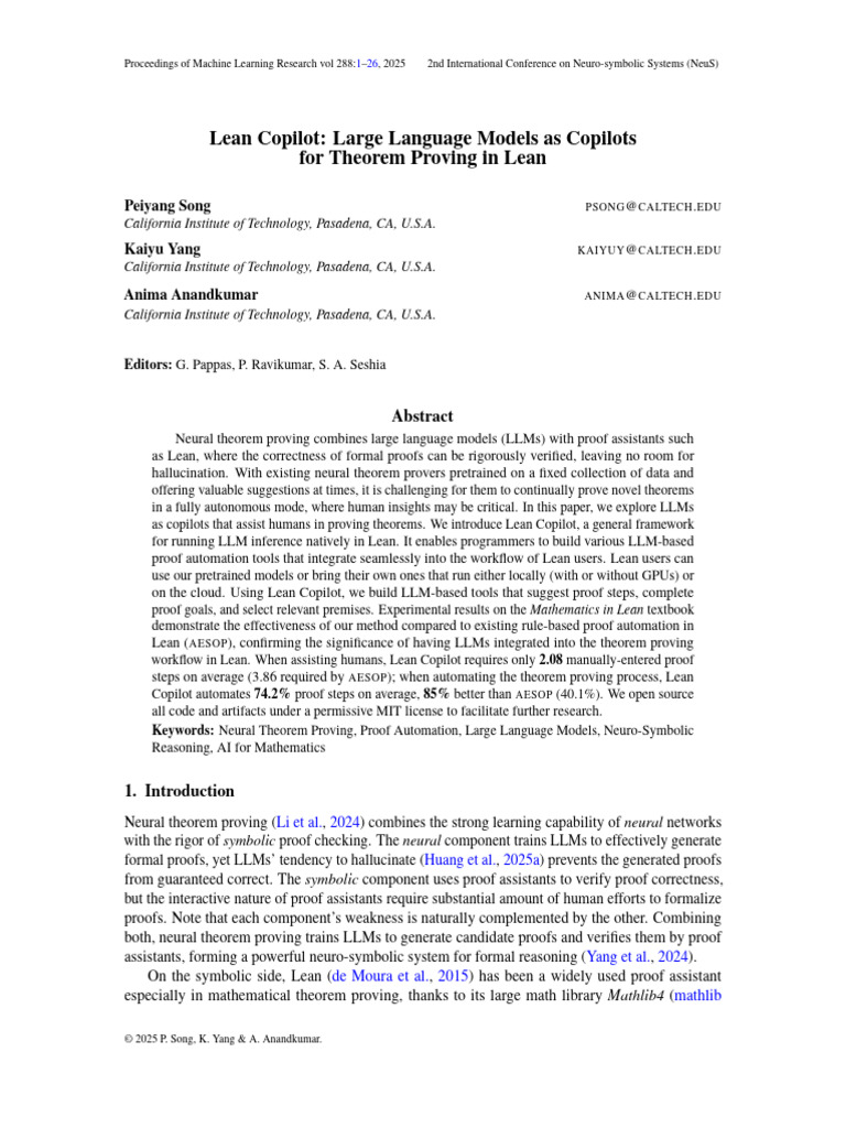 Lean Copilot Large Language Models As Copilots | PDF | Mathematical ...