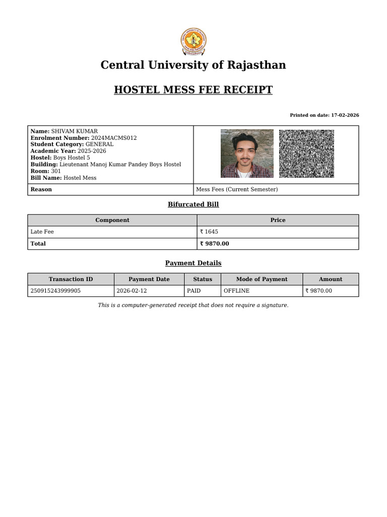 Fee Receipt | PDF
