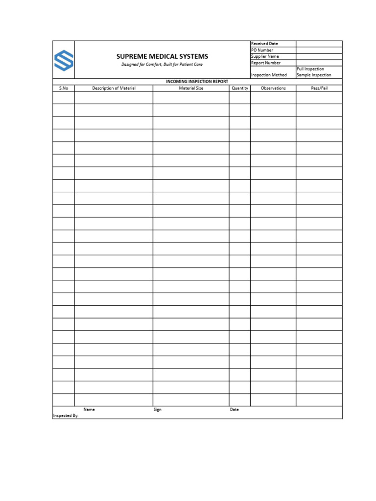Incoming Inspection Report | PDF