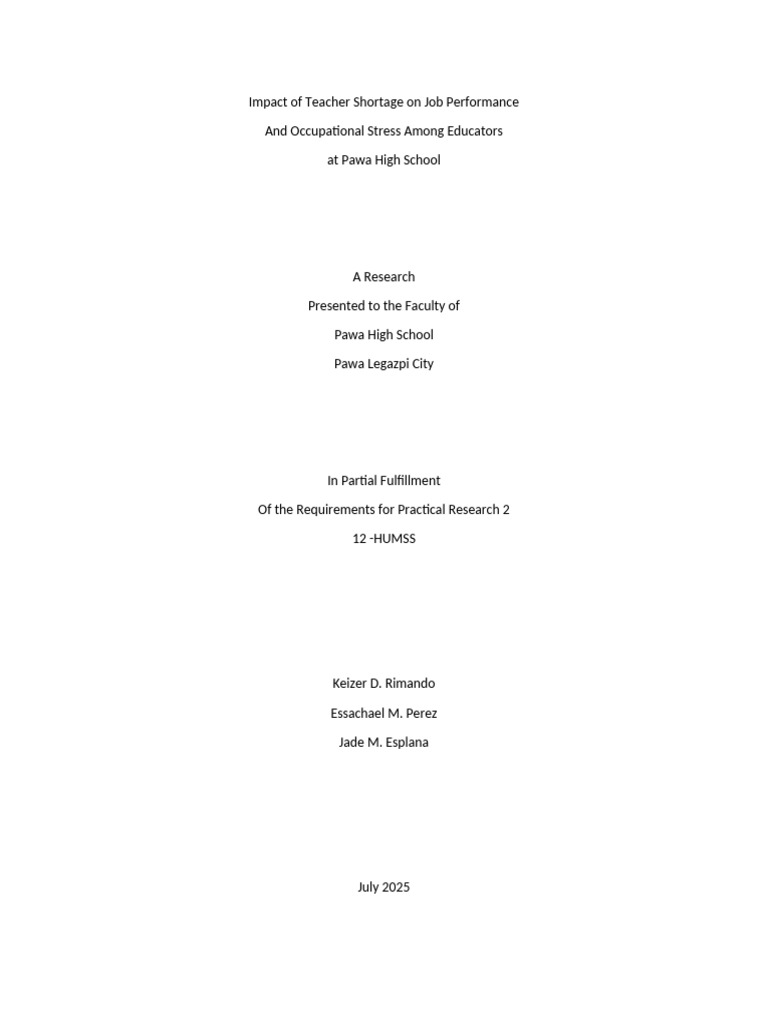 Impact of Teacher Shortage on Job Performance | PDF | Teachers