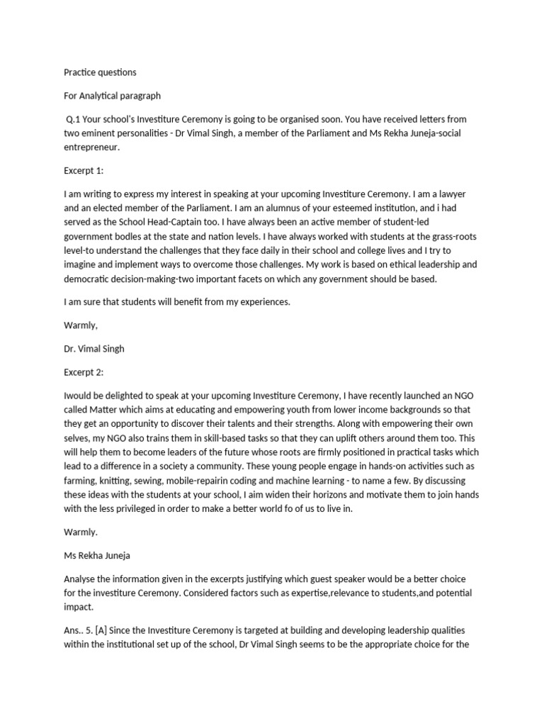 Practice Questions For Analytical 10 New | PDF | Decision Making