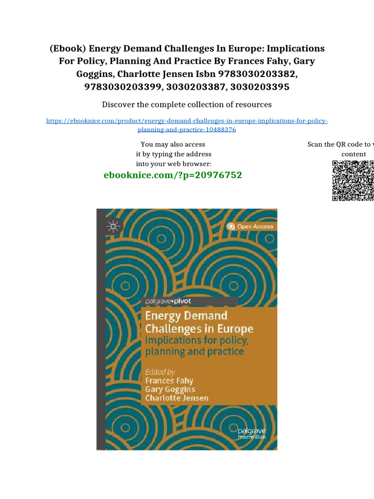 (Ebook) Energy Demand Challenges in Europe: Implications for policy ...