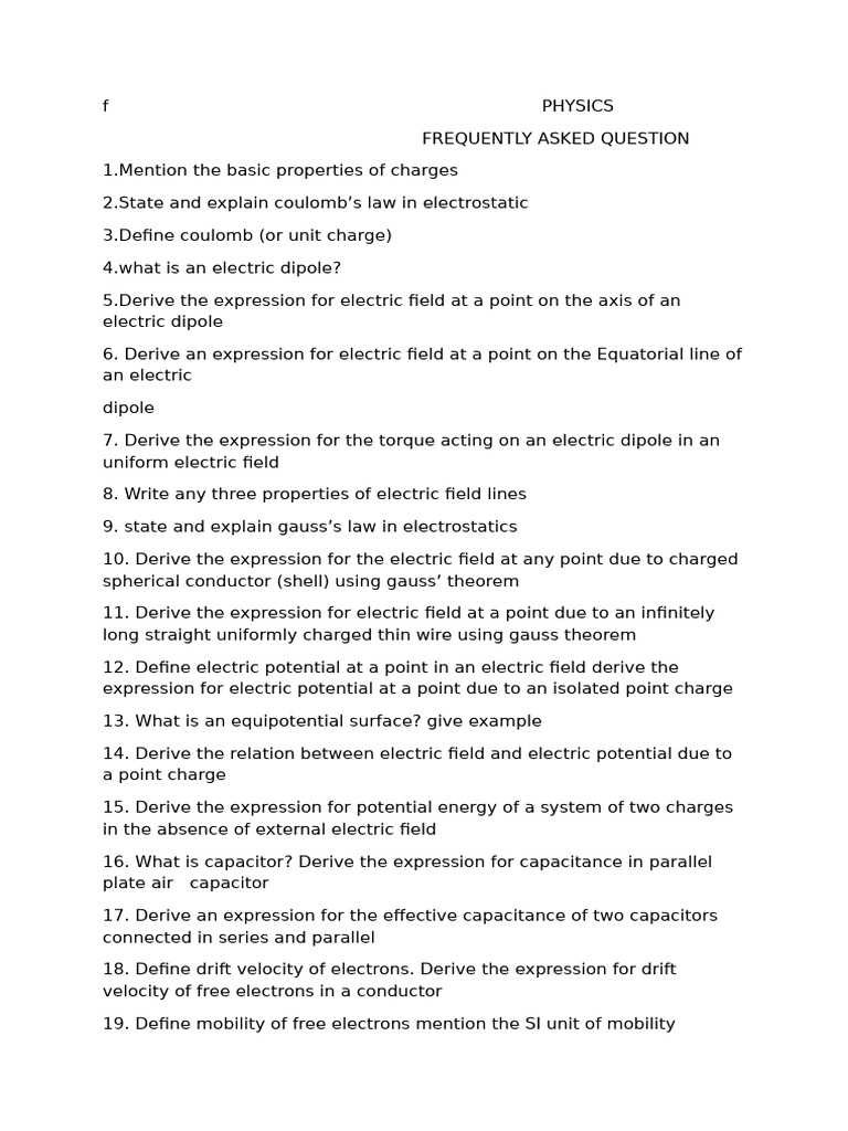 Physics FAQ | PDF | Electric Field | Magnetic Field