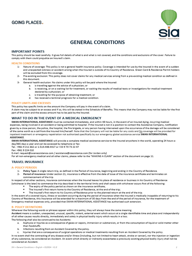GENERAL-CONDITION-SIA-26-0010322 | PDF | Insurance | Deductible