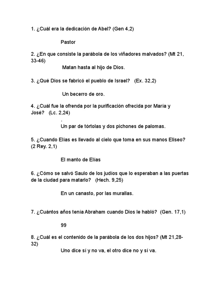 CUESTIONARIO BIBLICO