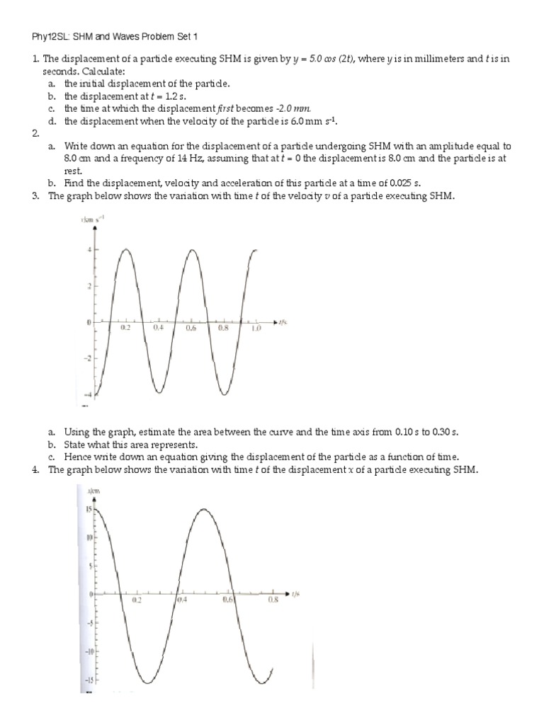 SHM and Waves Problem Set | PDF | Waves | Frequency