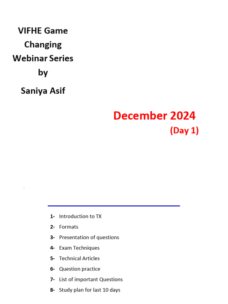 Day 1 - TX by Saniya Asif (Dec 2024) | PDF
