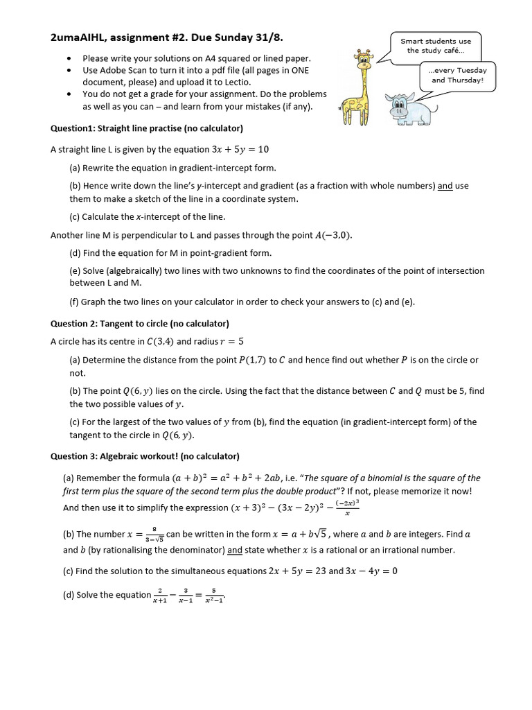 Assignment 2 - Straight Lines and Stat | PDF | Numbers | Equations