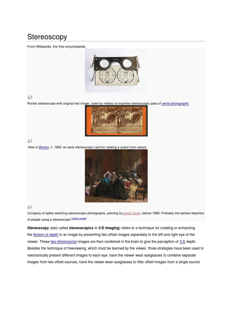 Understanding Stereoscopy Techniques | PDF | Stereoscopy | Camera