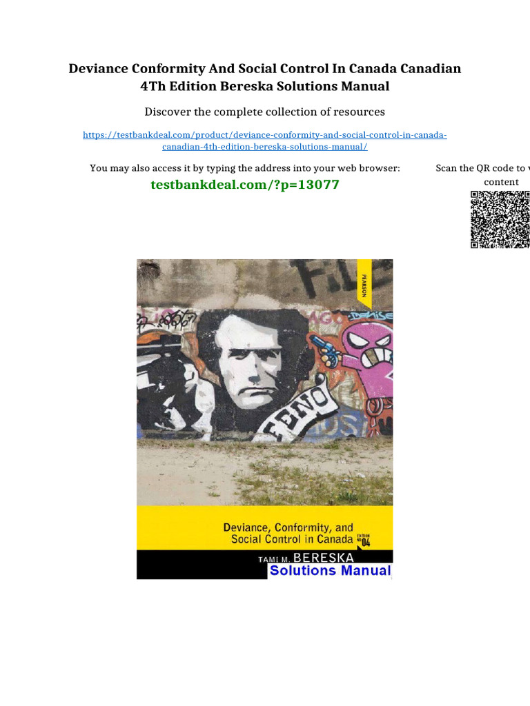 Deviance Conformity and Social Control in Canada Canadian 4th Edition ...