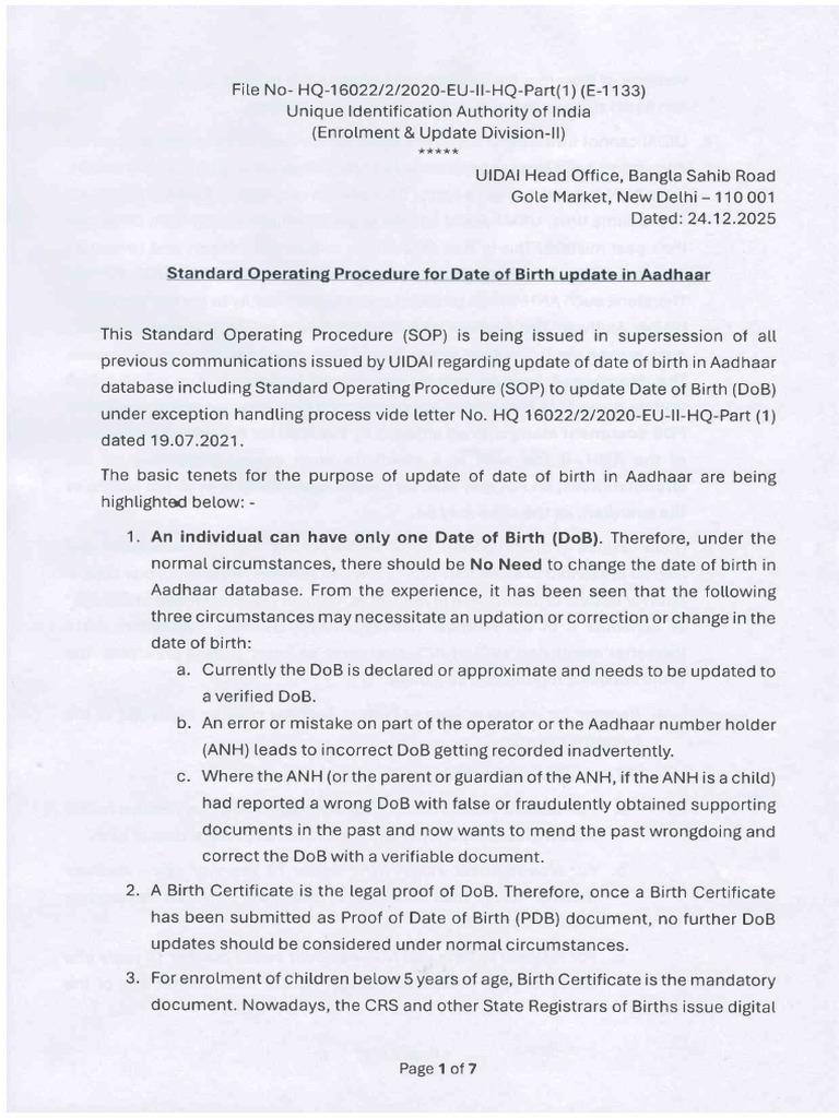 Uidai Limit Cross Form Latest | PDF | Birth Certificate | Affidavit