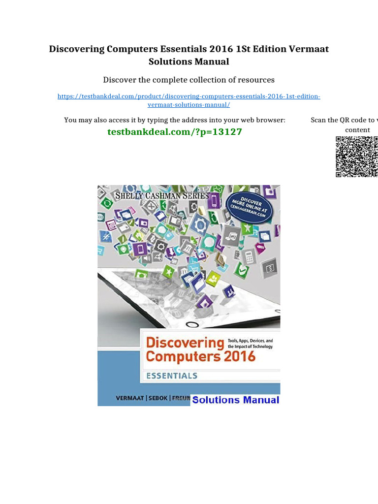Discovering Computers Essentials 2016 1st Edition Vermaat Solutions ...