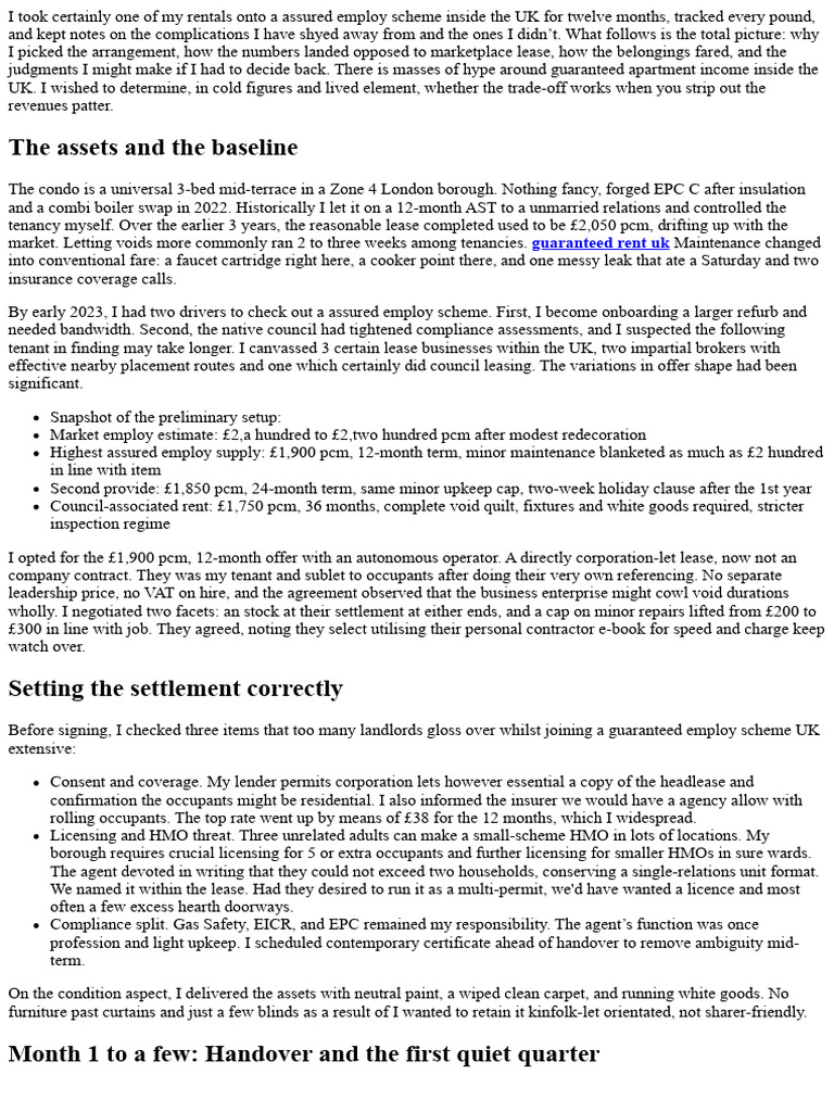 Case Study: 12 Months on a Guaranteed Rent Scheme UK—Numbers and ...
