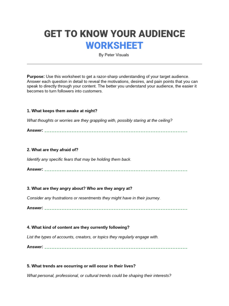 Get to Know Your Audience Worksheet (File__make a Copy) | PDF | Thought ...