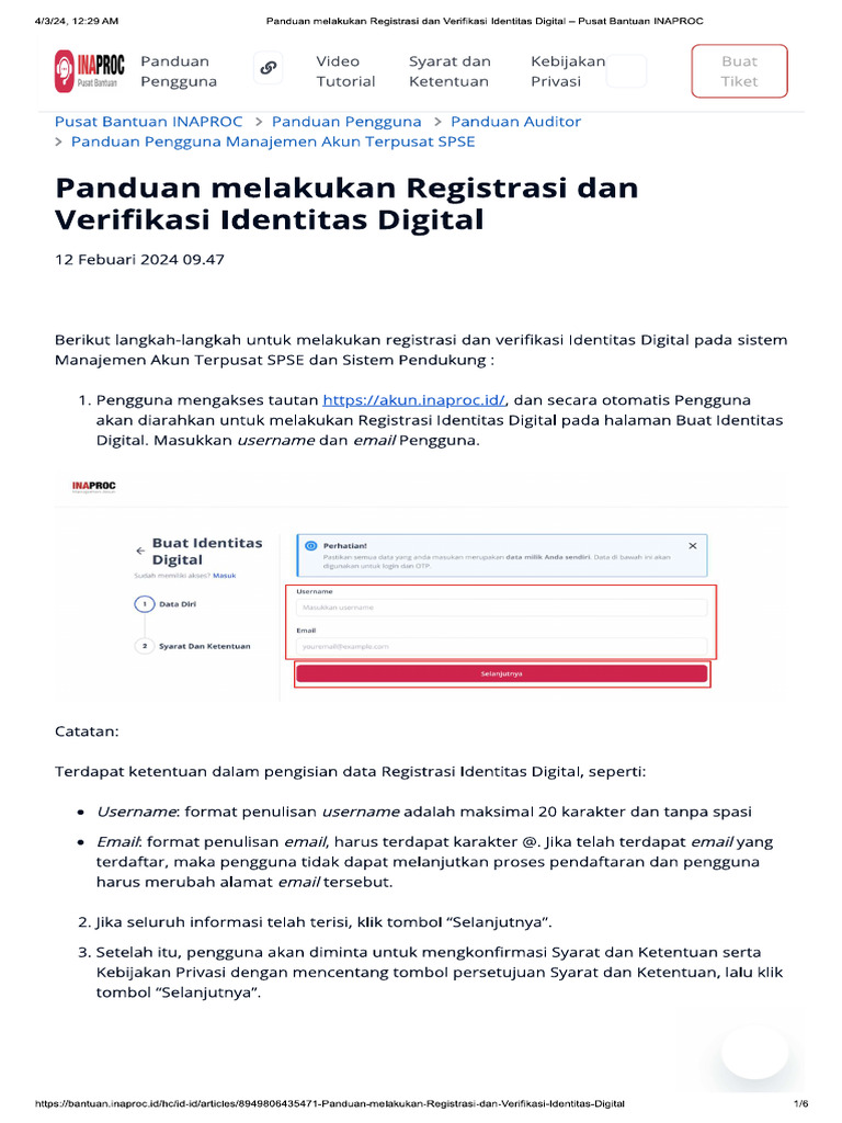Panduan Registrasi Dan Verifikasi Identitas Digital | PDF