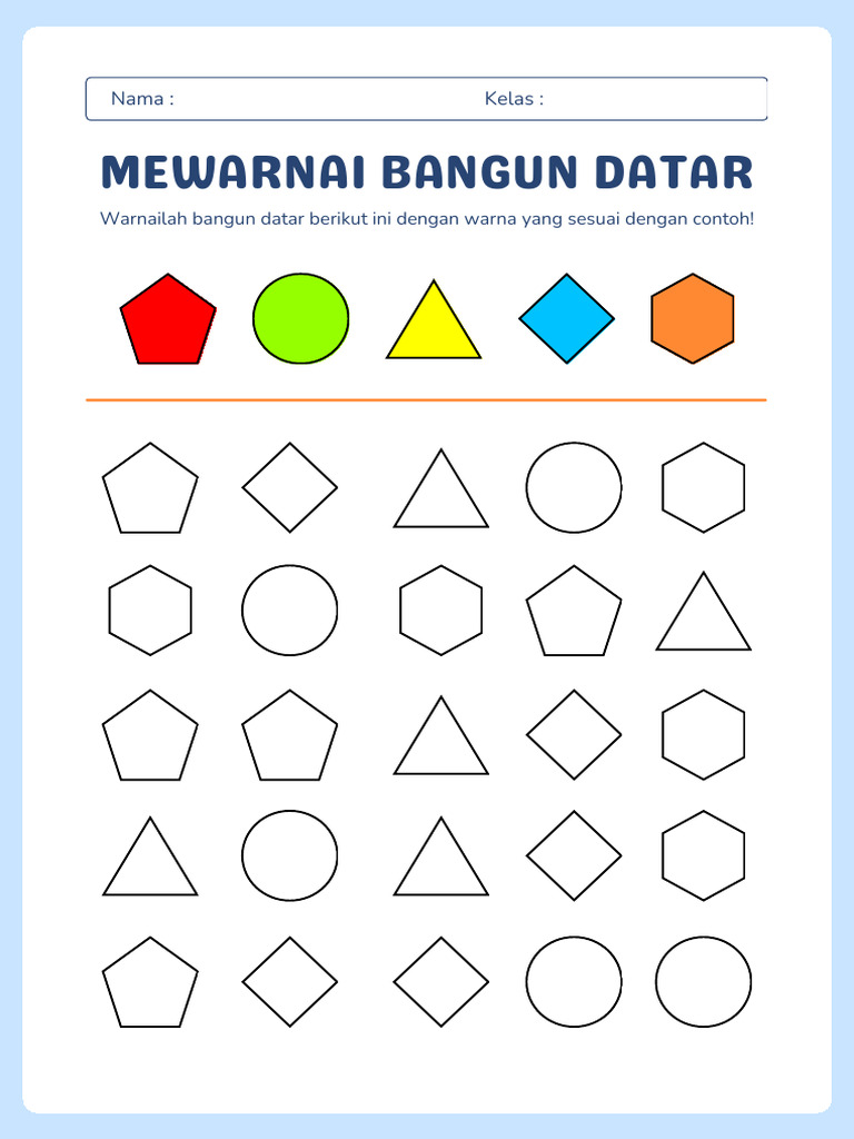 Mewarnai Bangun Datar Lembar Kerja Koding Persepsi Visual Warna Warni ...