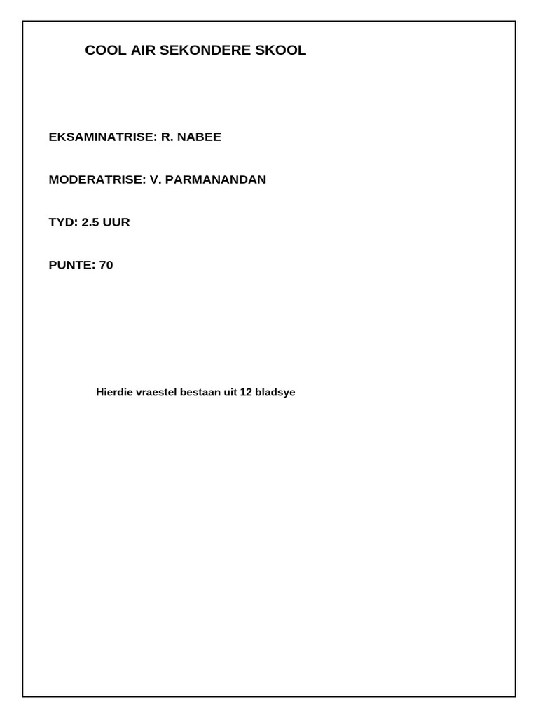 trial p2 afrikaans memo | PDF