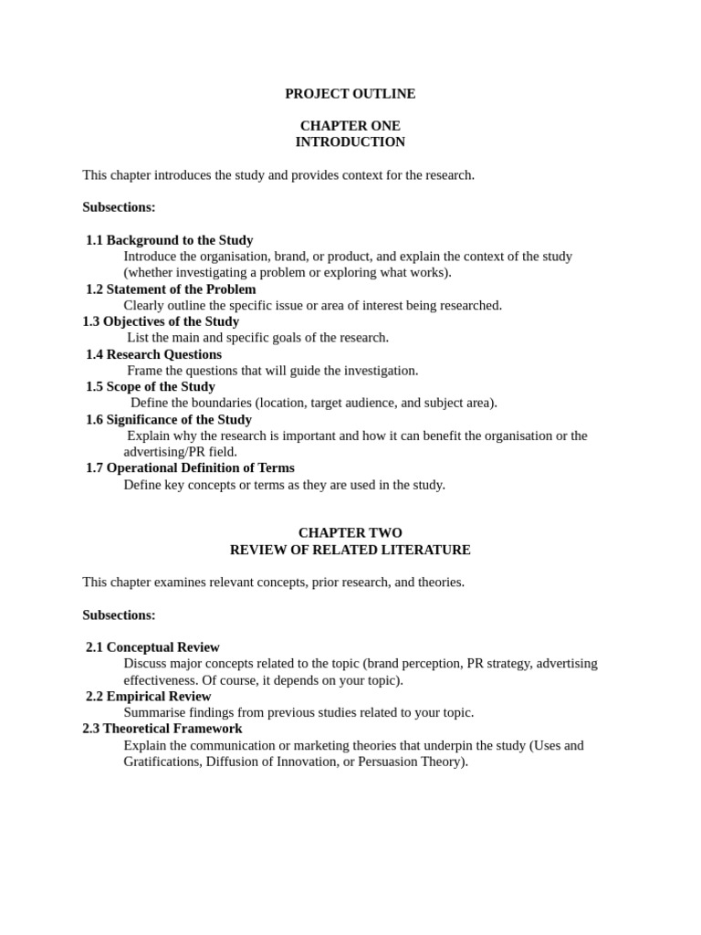 Project Outline For MCM 313 | PDF | Data | Concept