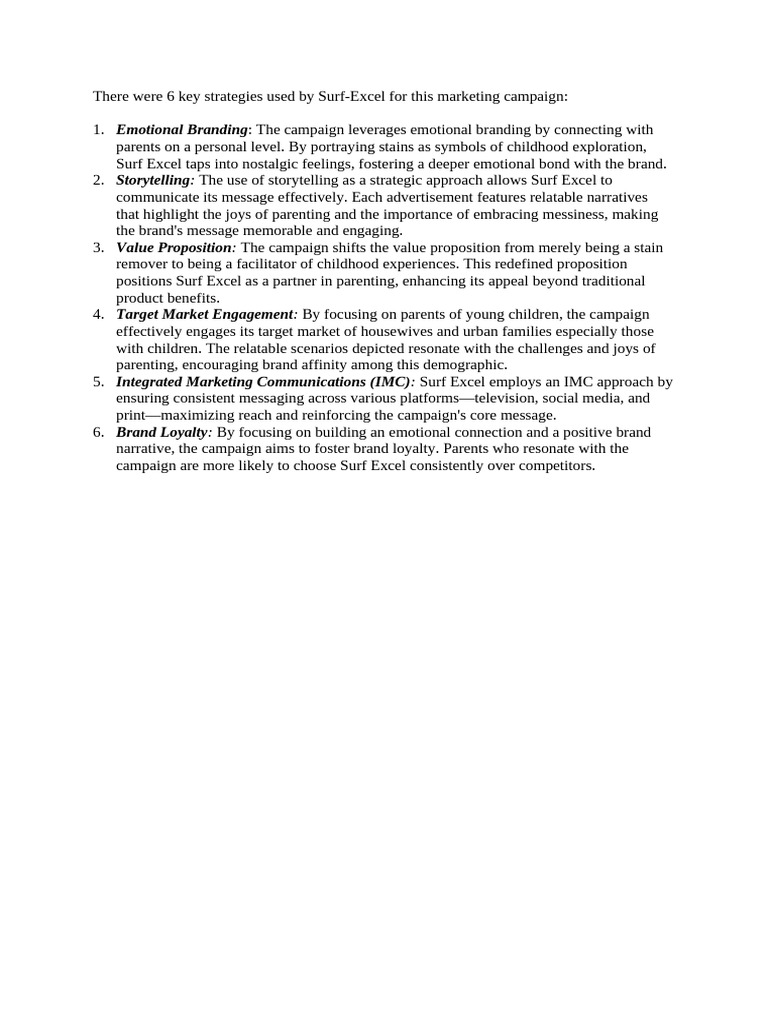 Surf Excel (Data Dump) | PDF